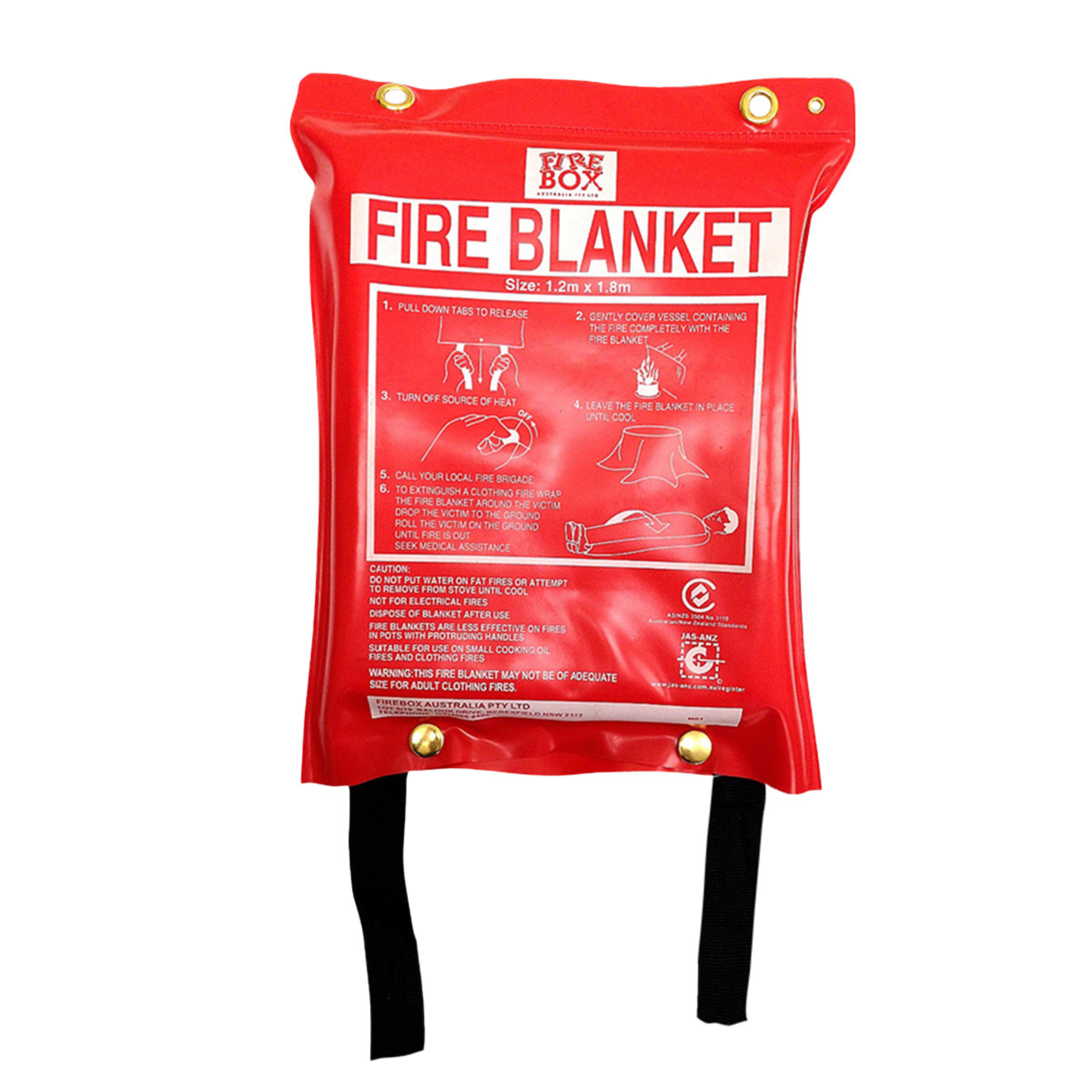 Fire Blanket 1.8m x 1.2m AS NZS 3504 Certified Fibre Glass Firebox ...