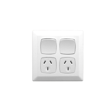 Clipsal 2 Gang Power Point | Prestige Series Design | Twin Switch ...