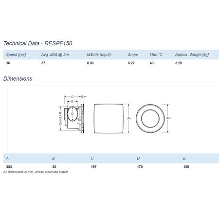 Ducted Ceiling Fan | Quiet & Powerful | Easy Install - RESPG150SQWH ...