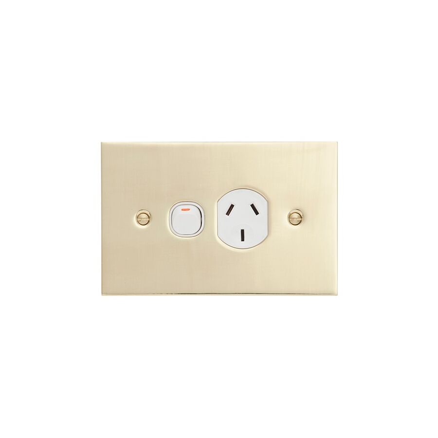 Single Switch Socket Outlet 250V 10A | BBSL Style Flat Plate | Brass ...