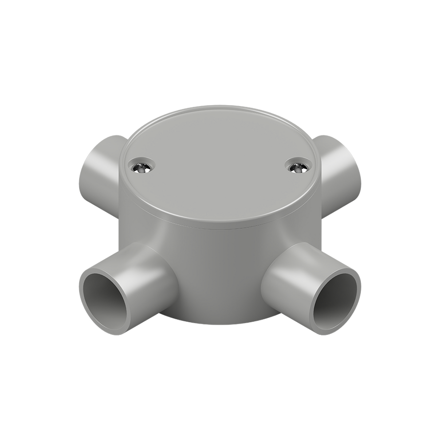 Junction Box 25mm 4-Way Shallow PVC Grey 10-Pack Matelec - JBS-25G 4