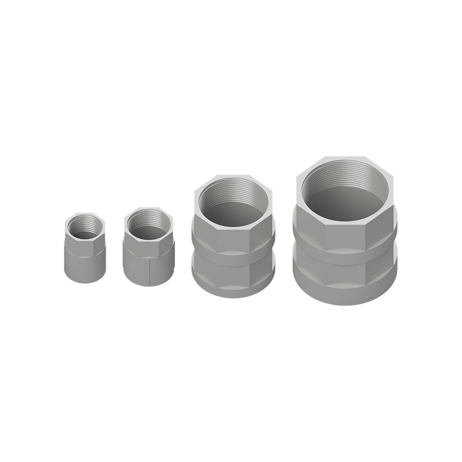 PVC Coupling Plain-to-Screwed 40mm Grey Matelec - COUP-40G PS