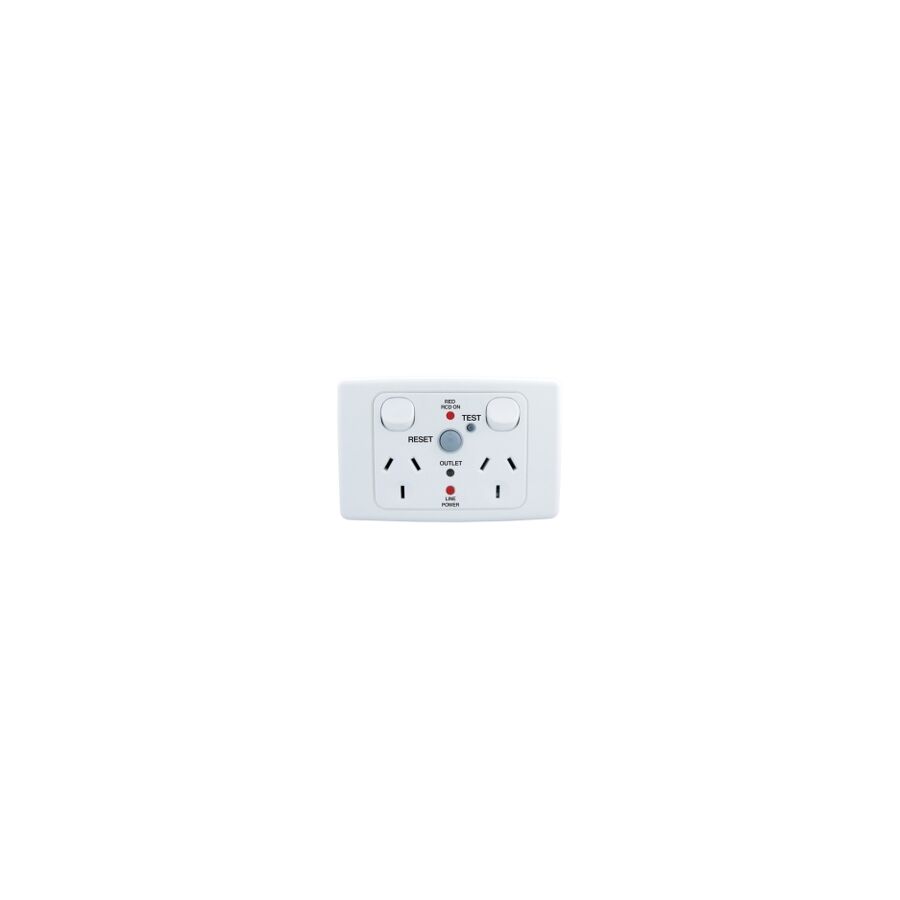 RCD Protected Twin Switch Socket Outlet 250V | 10A 2 Pole | White by ...