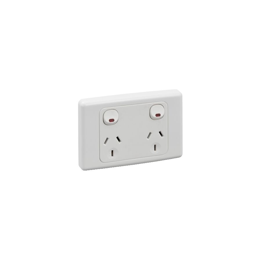 Twin Switch Socket Outlet 250V 10A | Neon Indicator | Glossy Finish by ...