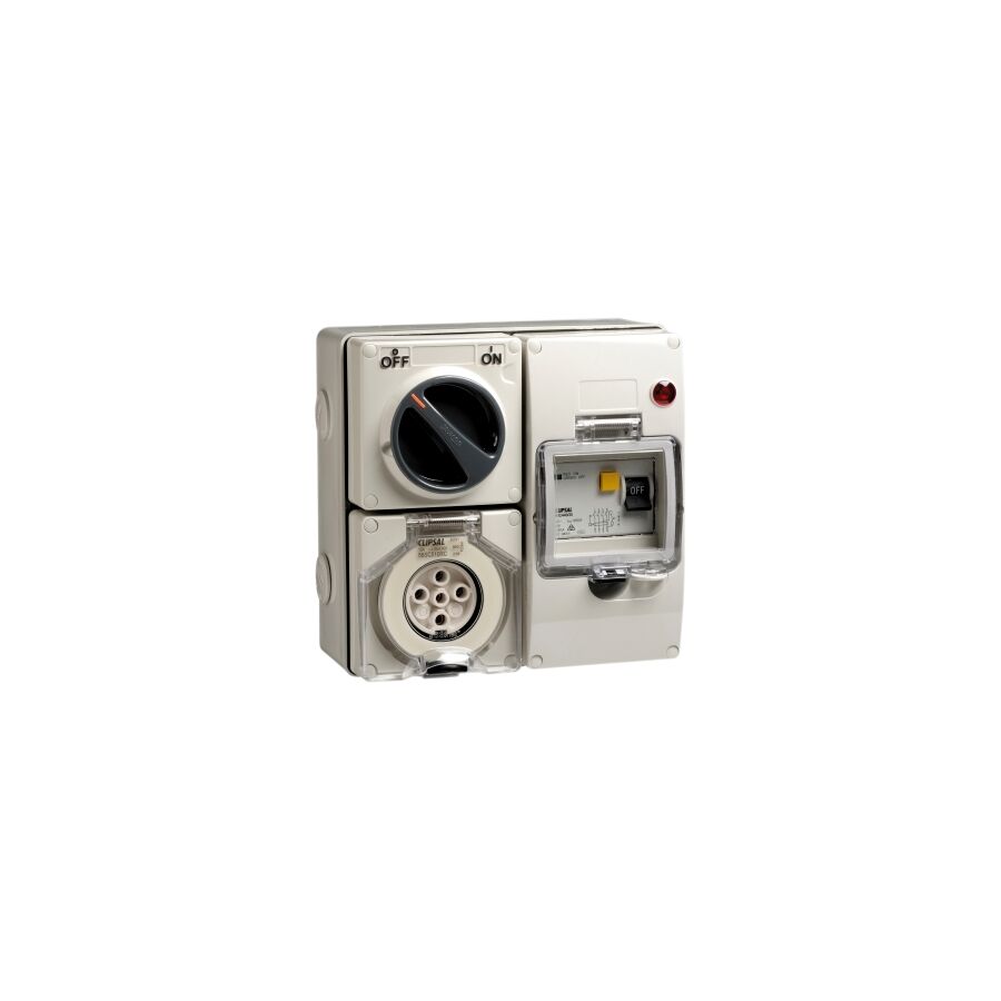 RCD Protected Switched Socket Outlet 500V 20A | IP66 5 Round PIN | Grey ...