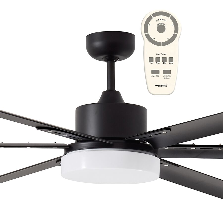 Ceiling Fan 24W DC-Motor with-Remote with-LED-Light Matt-Black MAF180M ...