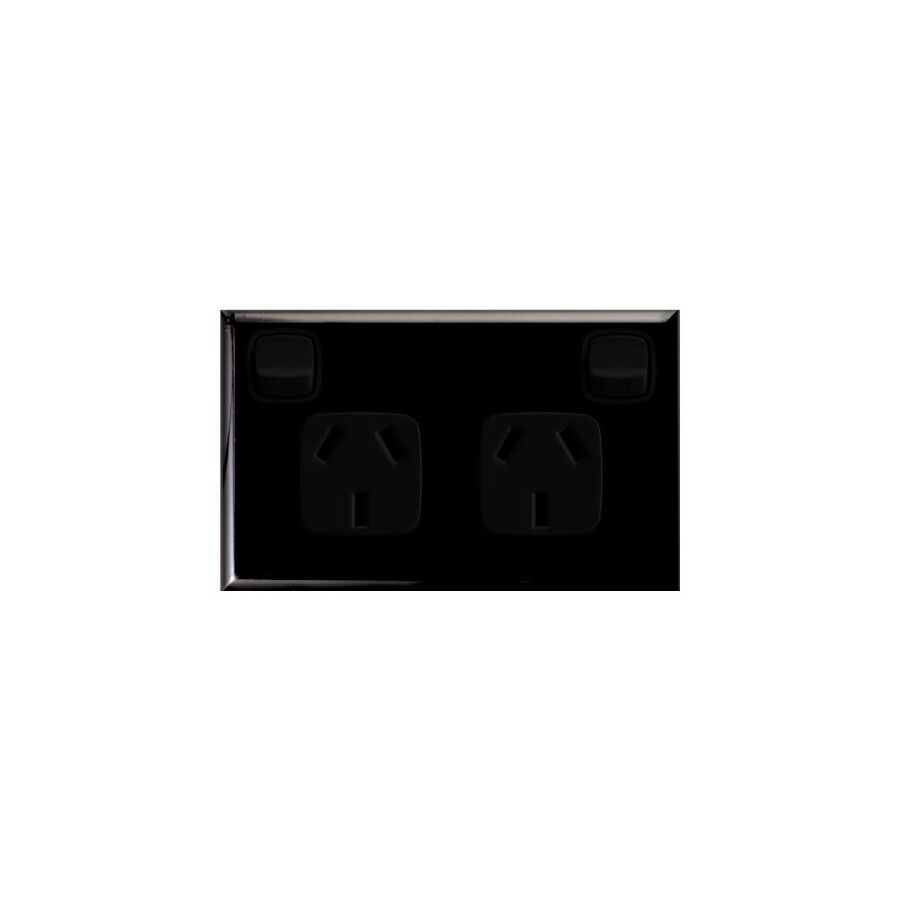 Double Powerpoint 2 Gang 10A Safety Shutters Black Finish Legrand ...