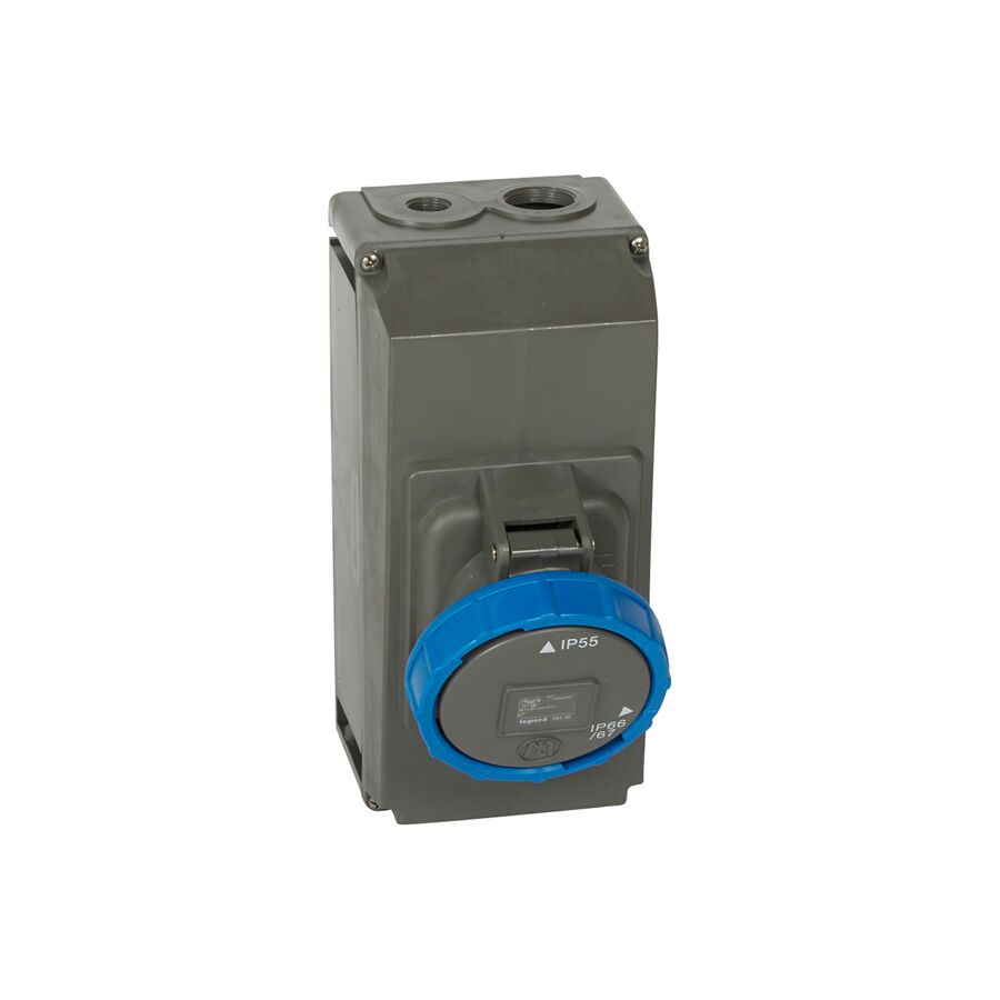 Industrial Surface Mount Socket 63A IP66 67 Rated 2PandE 240V (Grey ...