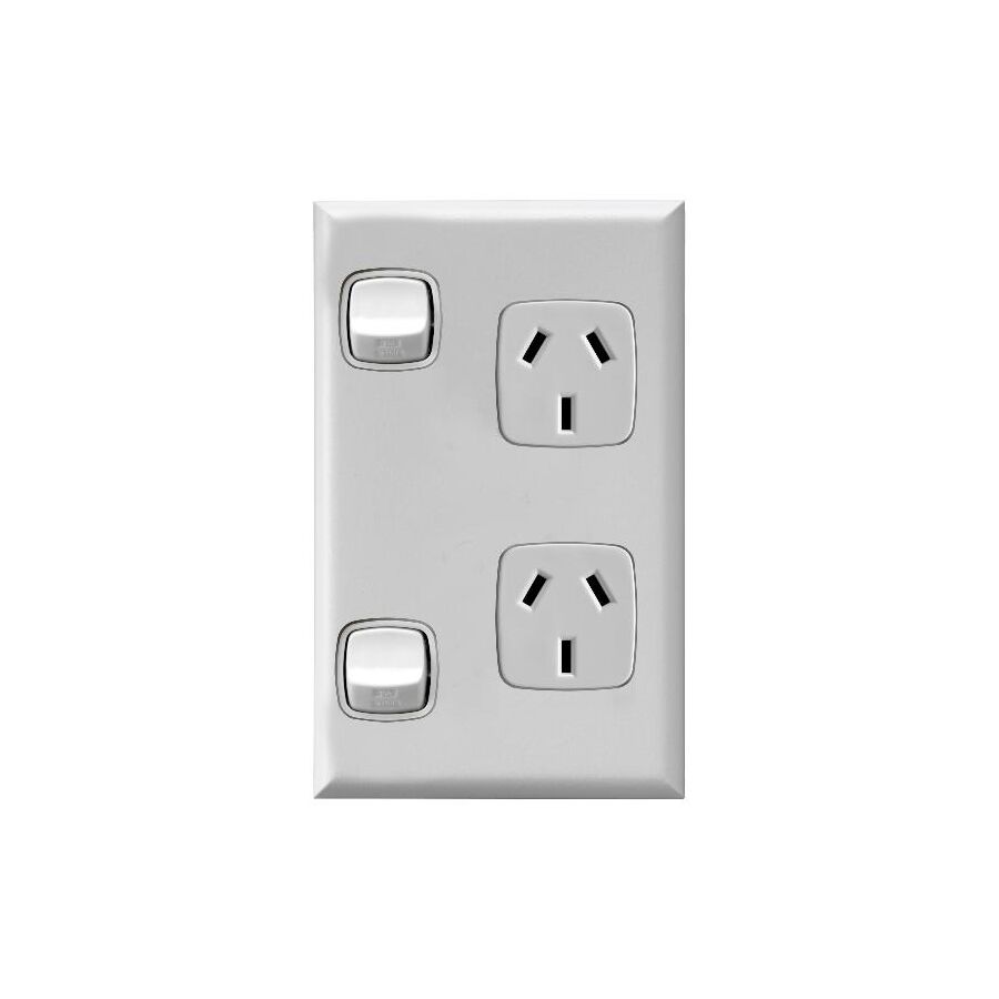 Vertical Double Powerpoint 2 Gang 10A 240V Flush Mount (White Legrand ...