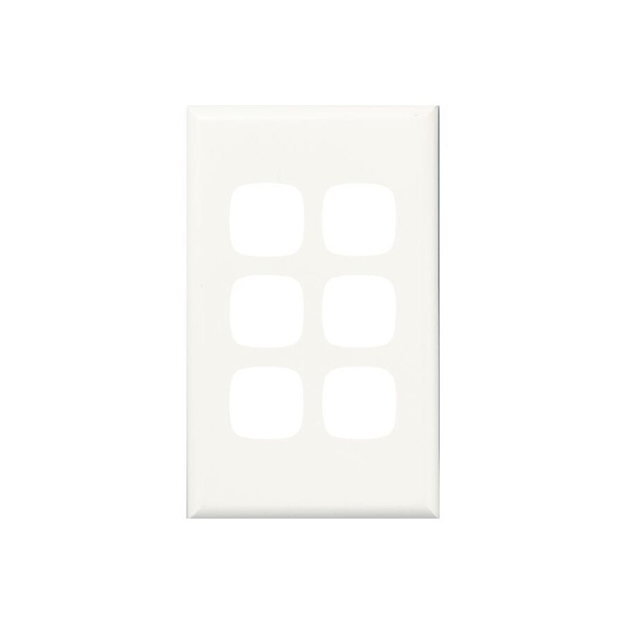 6 Gang Switch Cover Plate Gloss White Plastic Legrand - 770 6PLWE