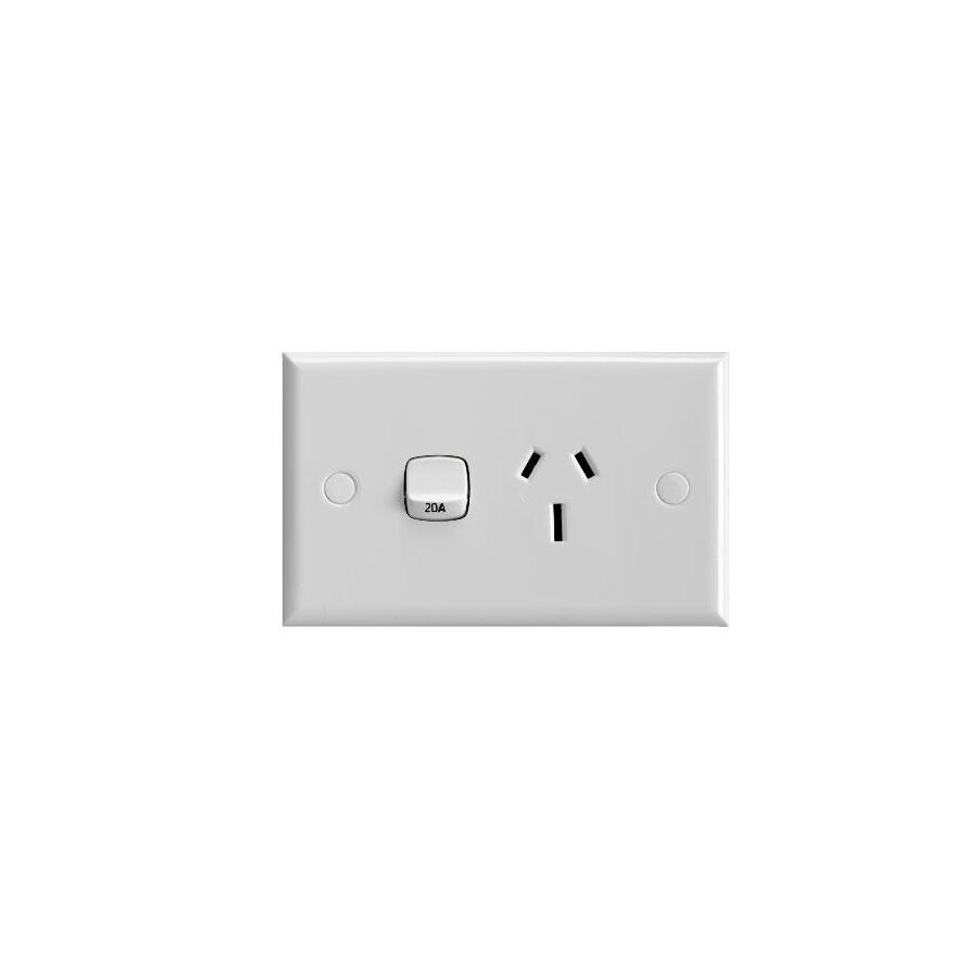 20A Single Power Point 230V Impact-Resistant (White Legrand) Legrand ...