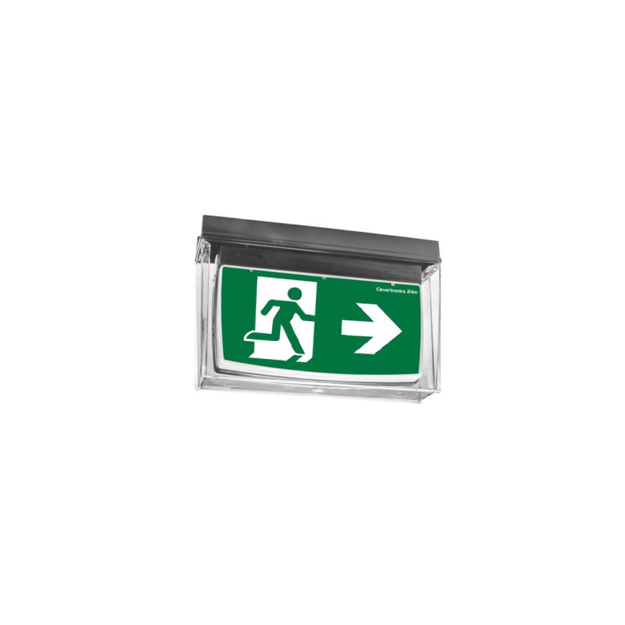 Weatherproof Exit Light 24m & 40m | IP66/67 | Surface Mount | Black by ...