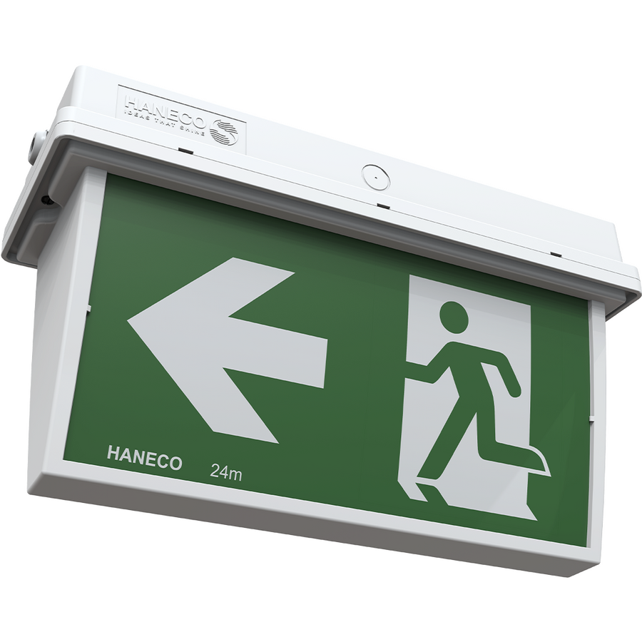 LED Exit Sign 24m-Viewing IP20 Black Haneco - ESD24M-IP65-BK