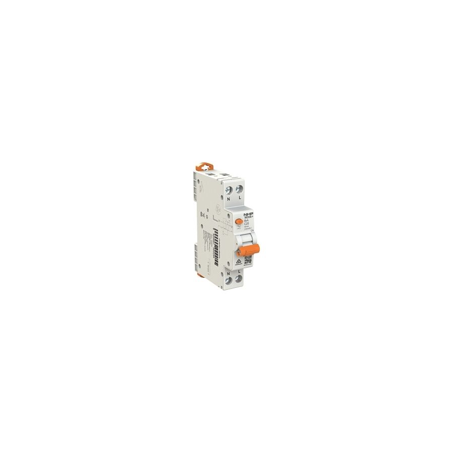 RCBO 6kA 1 Pole 16A C Curve | 30mA Type A | Compact Design by NHP - MD6RD1630A