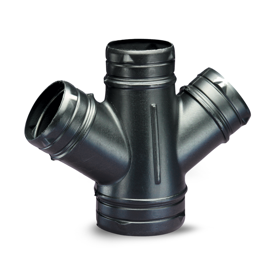 4 Way Duct Piece | 200mm Main Duct | 3 x 150mm Branch Ducts | Durable ...