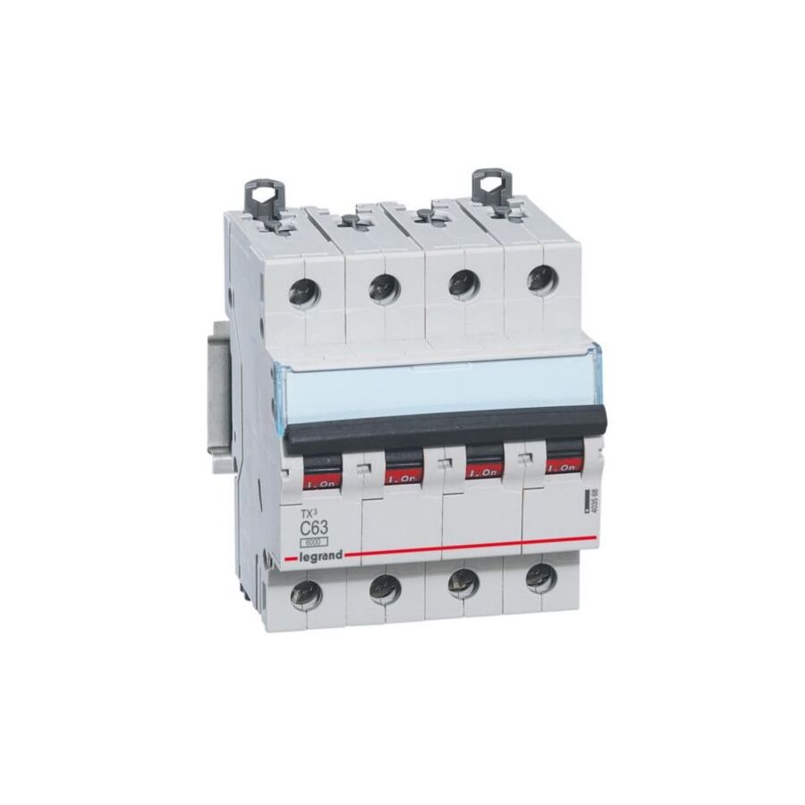 MCB TX3 6000A 4 Pole 63A Curve C | IP20 Rated | Energy Limitation Class 3 | by Legrand - 403568