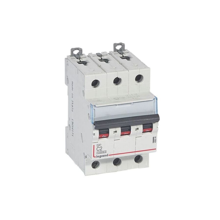 MCB DX3 10000A 3 Pole 2A Curve C | IP20 Protection | Energy Limitation Class 3 | by Legrand - 409248