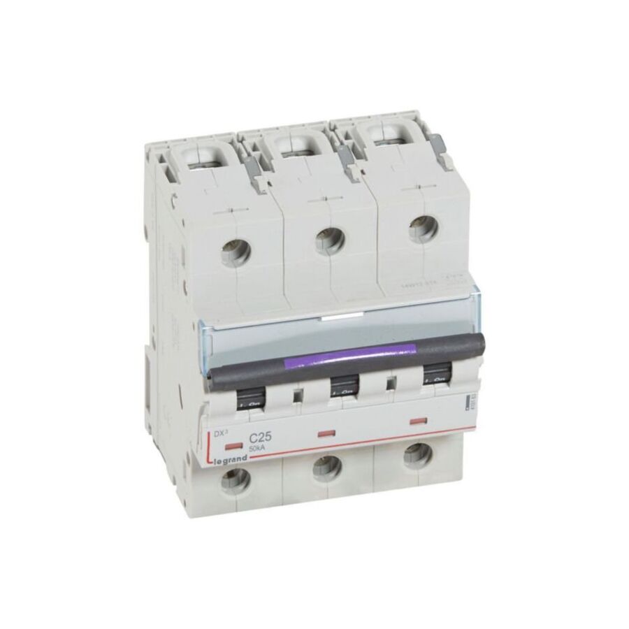 MCB DX3 3 Pole 25A Curve C | 50kA Breaking Capacity | IP20 Rated | @EA of 1 | by Legrand - 410163