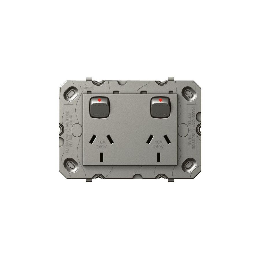 Legrand Arteor 770 Series 10A 2 Gang Horizontal Power Point | Magnesium ...