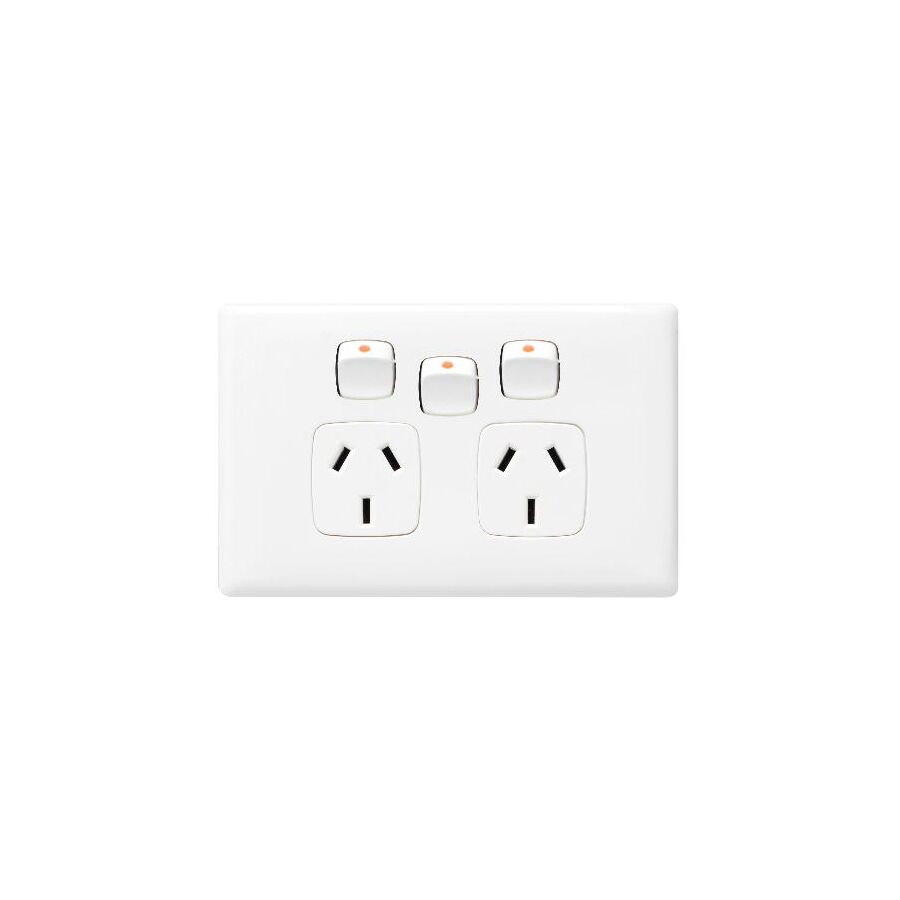HPM Linea Horizontal Double Power Point | Extra Switch | Low Profile ...