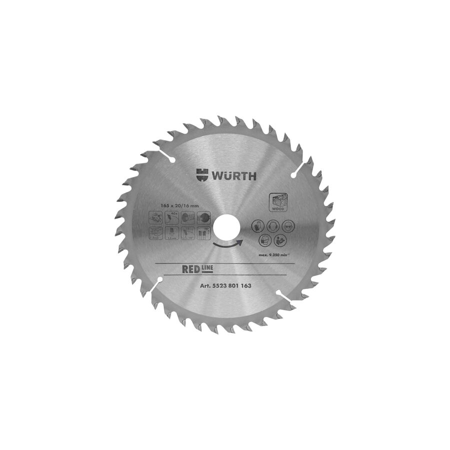 Circular Saw Blade for Wood | 165mm Diameter | 40 Teeth | Thin Kerf ...