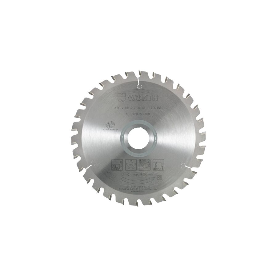 Circular Saw Blade for Wood | 190mm Diameter | 30 Teeth | Alternating ...