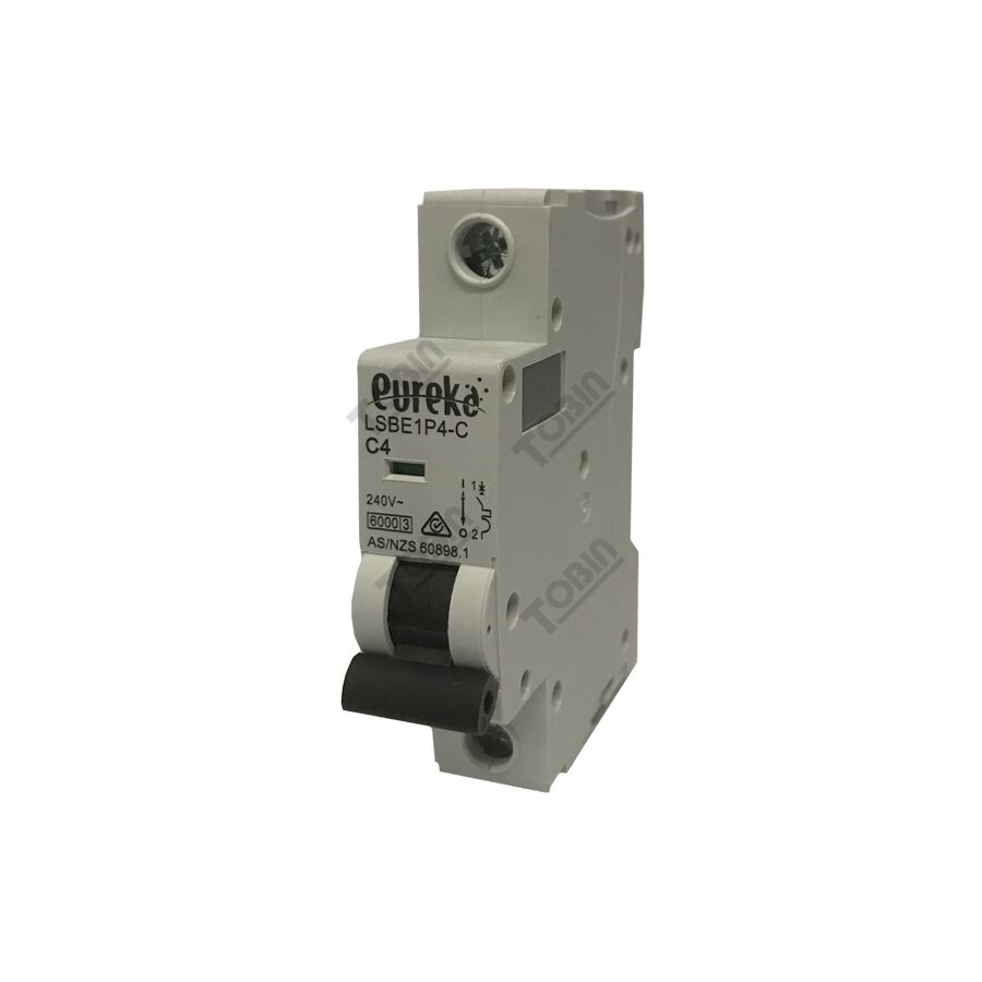 MCB EUREKA 1 Pole 4A C Curve Circuit Breaker | 6kA Breaking Capacity | by Tobin - LSBE1P4-C
