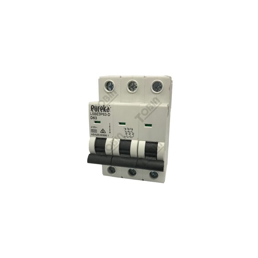 MCB EUREKA 3 Pole 63A D Curve Circuit Breaker | 6kA Breaking Capacity ...