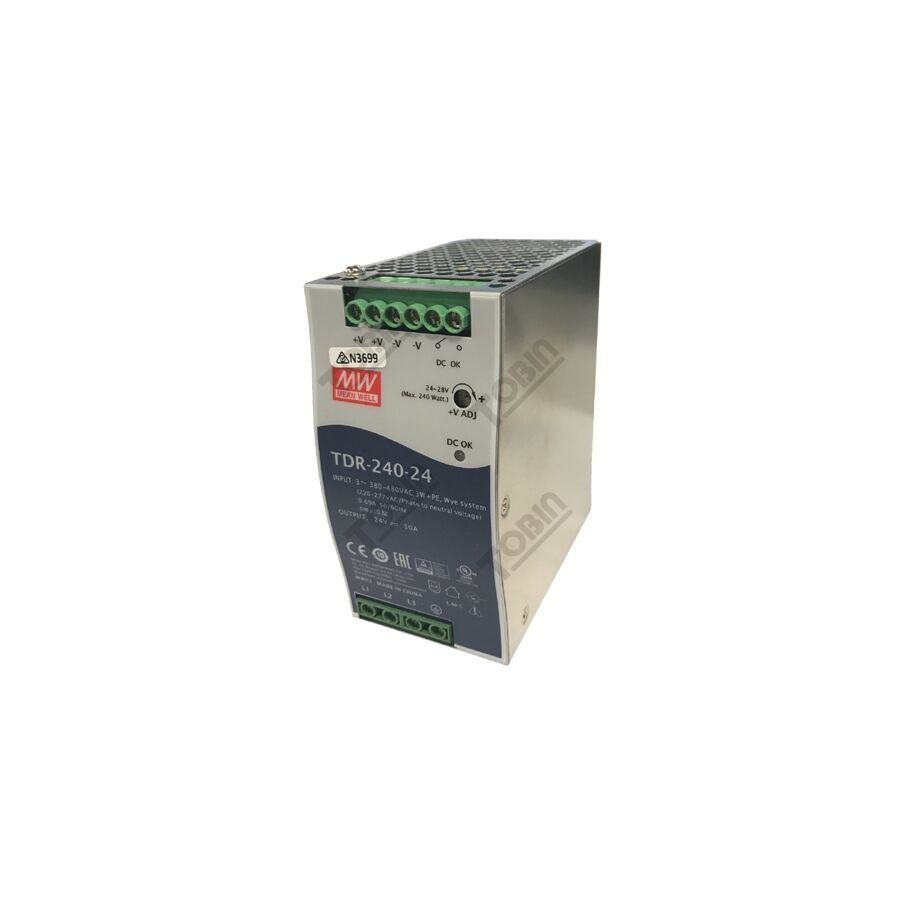 Power Supply 340-550VAC | 24VDC 10A Output | 240W Power Output | by Tobin - TDR-240-24