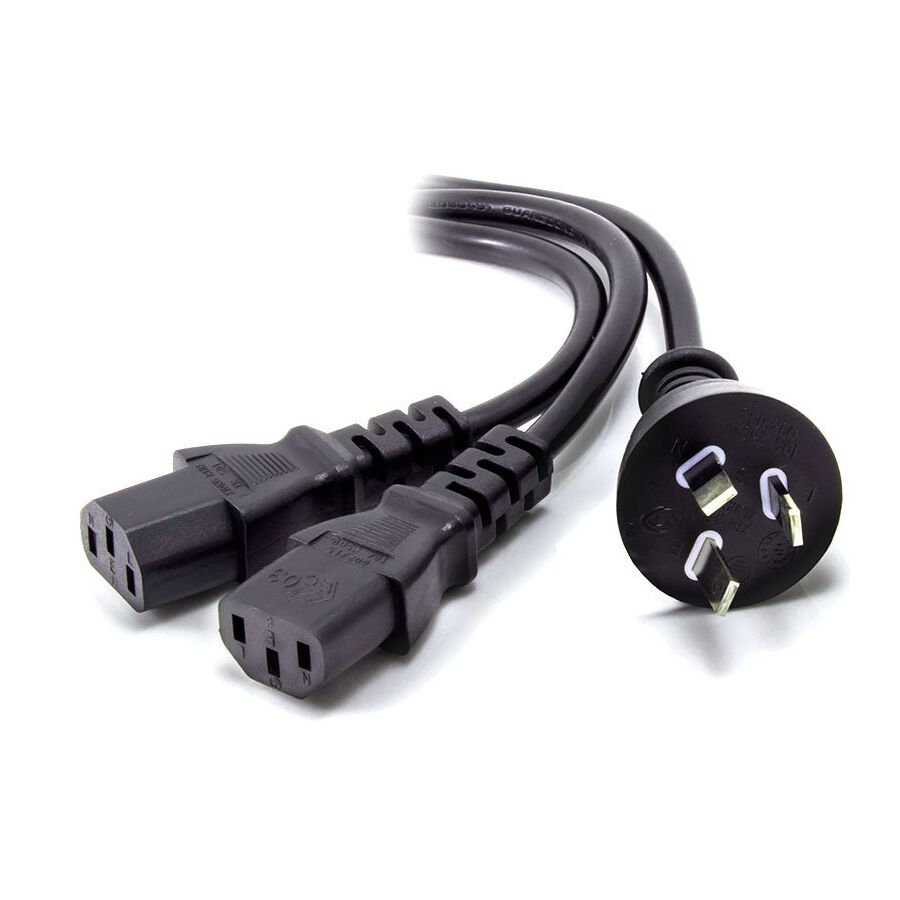 2m Aus 3 Mains Plug to 2 X IEC C13 Y Splitter Cable | Dual IEC C13 Connectors | Durable ...