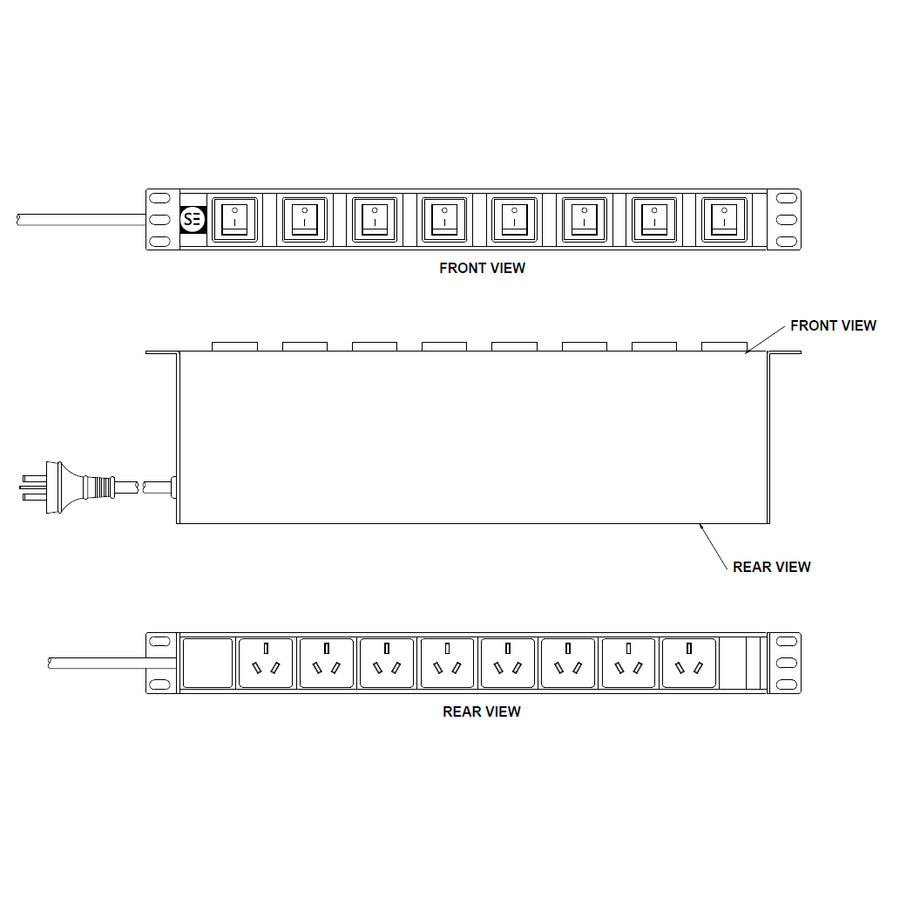 1RU 8 Port PDU | 10A 240V | Individually Switched Outputs | by ...