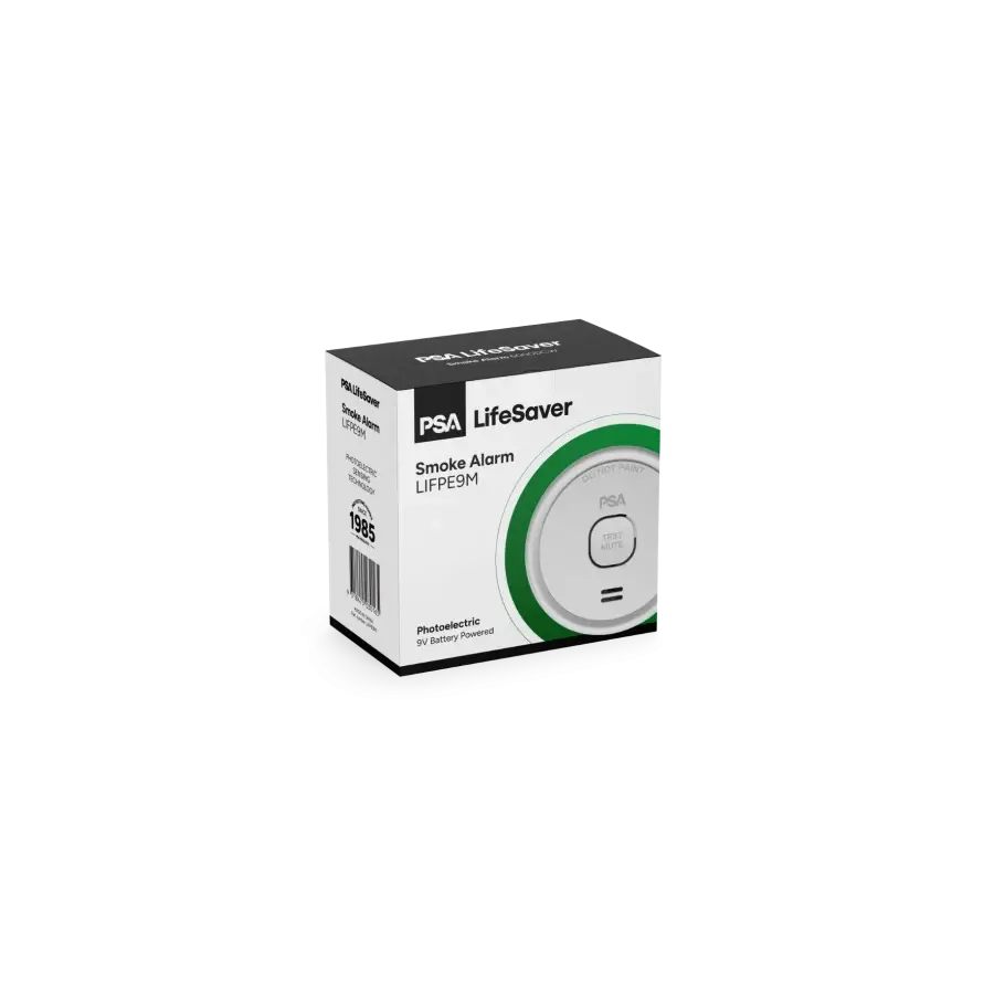 PSA Smoke Alarm 9V Battery Powered | Photoelectric Detection | Test ...