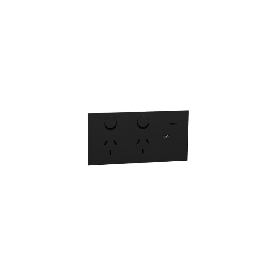 Double Switch Power Point with USB C Charger | 10A | Horizontal Mount ...