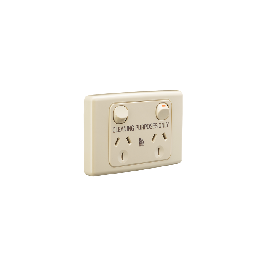 2 Gang Cleaners Socket Outlet | Beige Color | 10A Rated Current ...