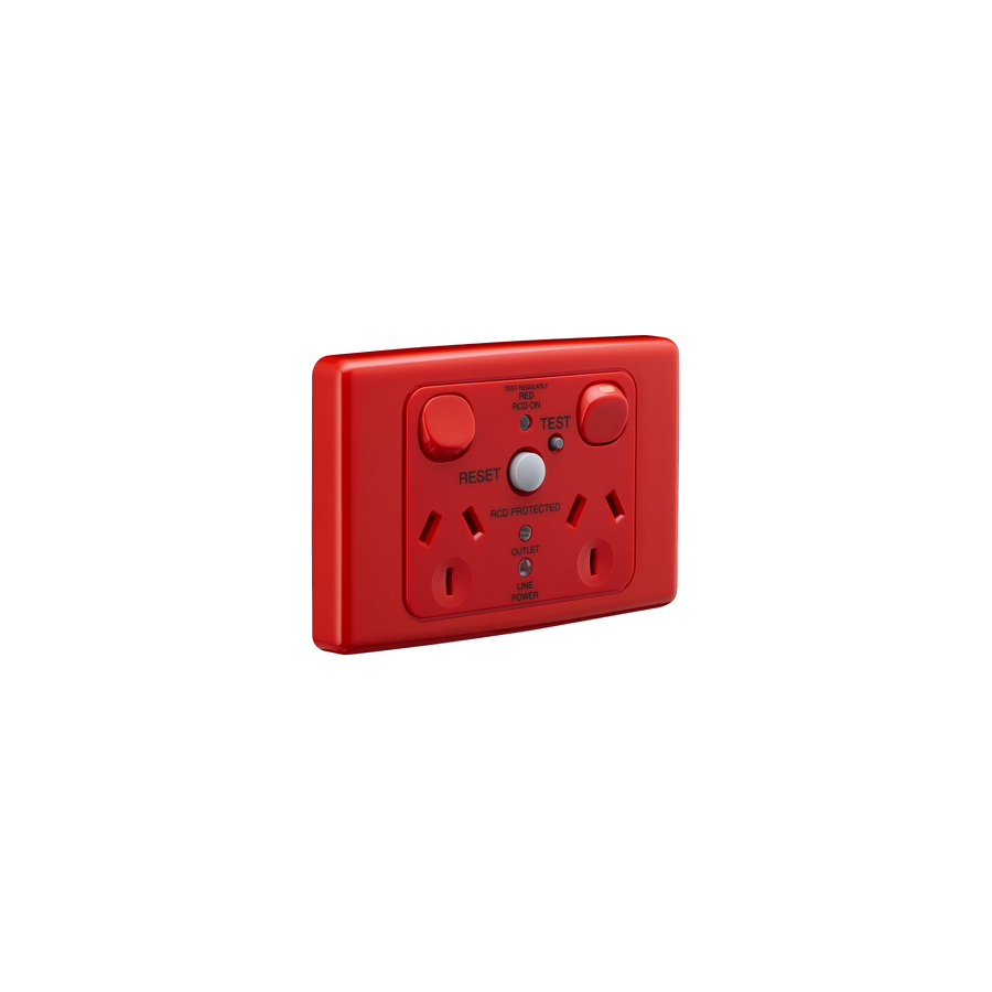 Sock SWT Twin 10A RCD 10mA | Integrated RCD | High Visibility Red ...