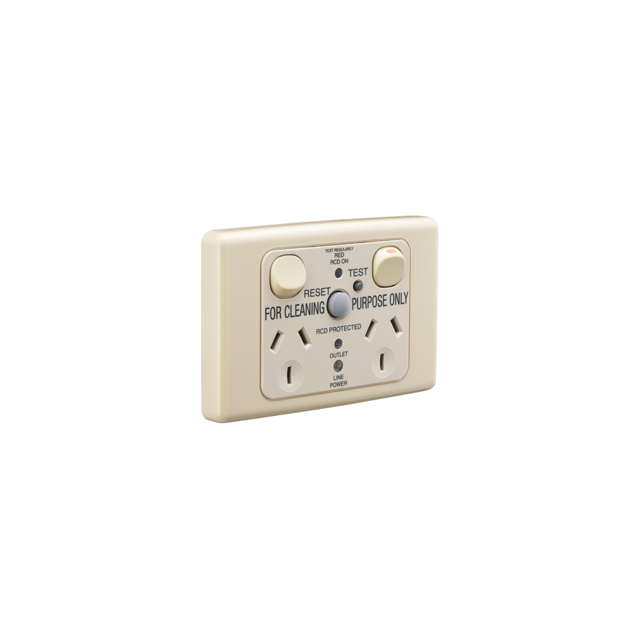 DBL GPO 10mA RCD Cleaners Socket | 2 Outlets | Beige Finish | @Each of ...