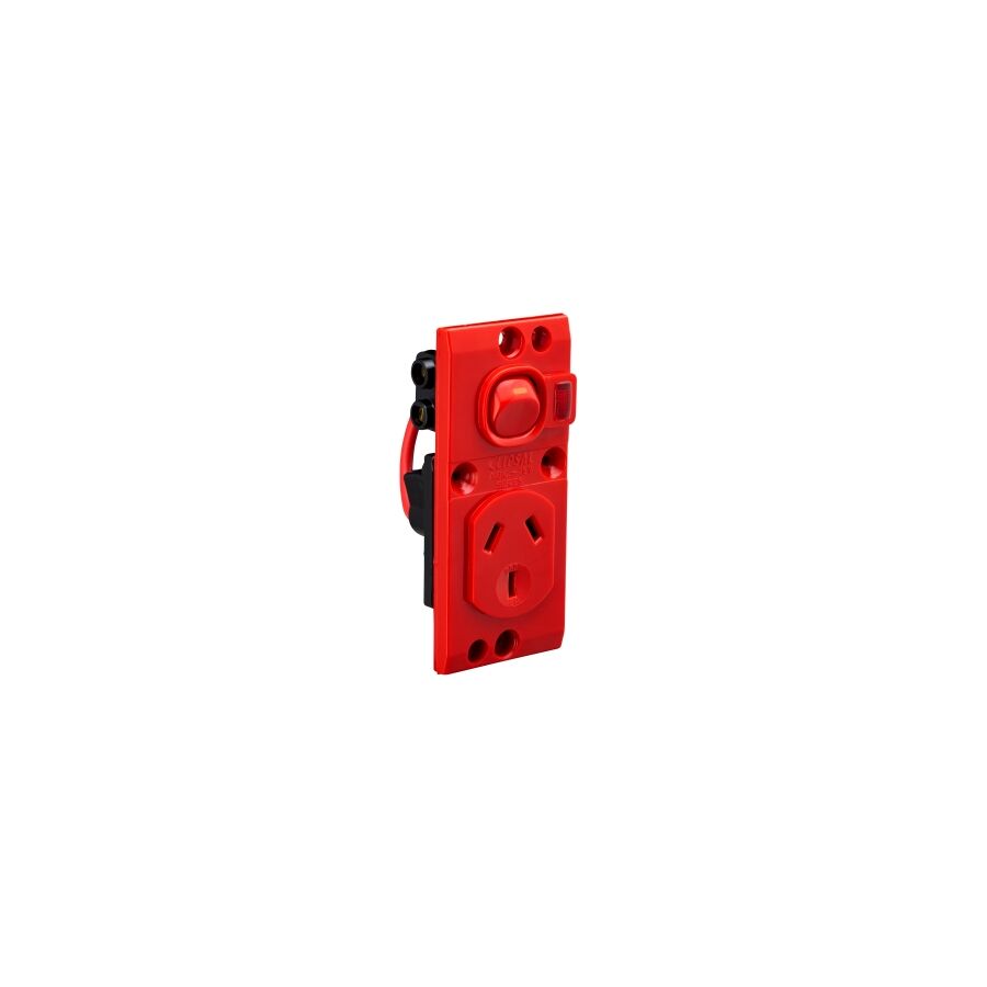 Socket Switched 10A 2P Red | 250V AC | Neon Power Indicator | Vertical ...