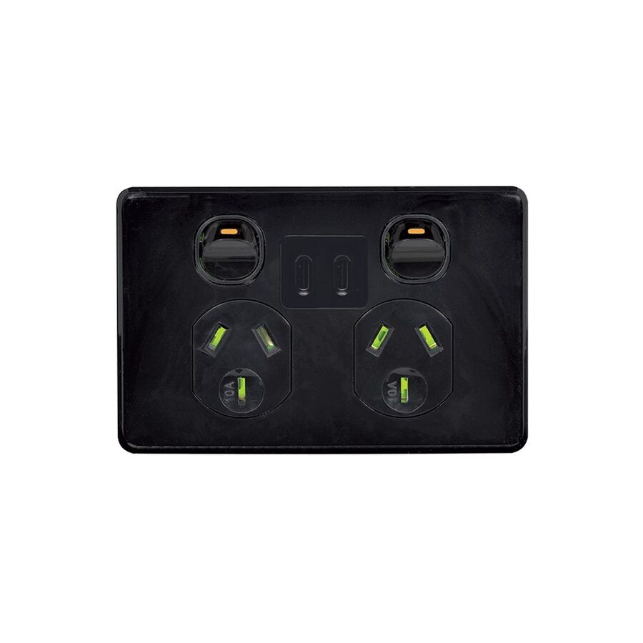 Power Point 2G 10A USB Charger | Dual Type C PD30W Max | Sleek Black ...