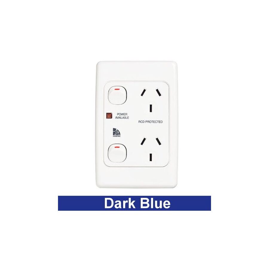 GPO 2G Vert Dark Blue 2 Gang Vertical Power Outlet Polycarbonate ...