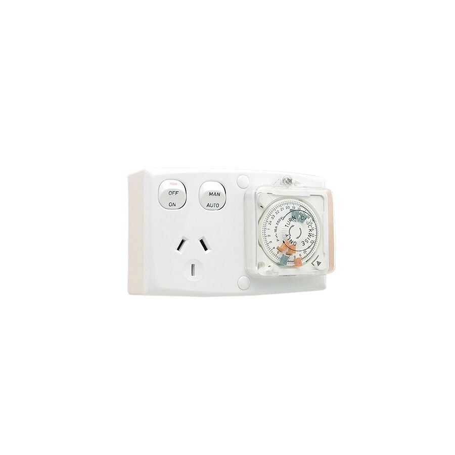 Single Switch Socket Outlet 250V 10A | 24 Hour Timer | White Electric ...